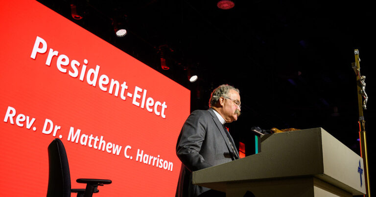 Synod convention recognizes Harrison’s re-election